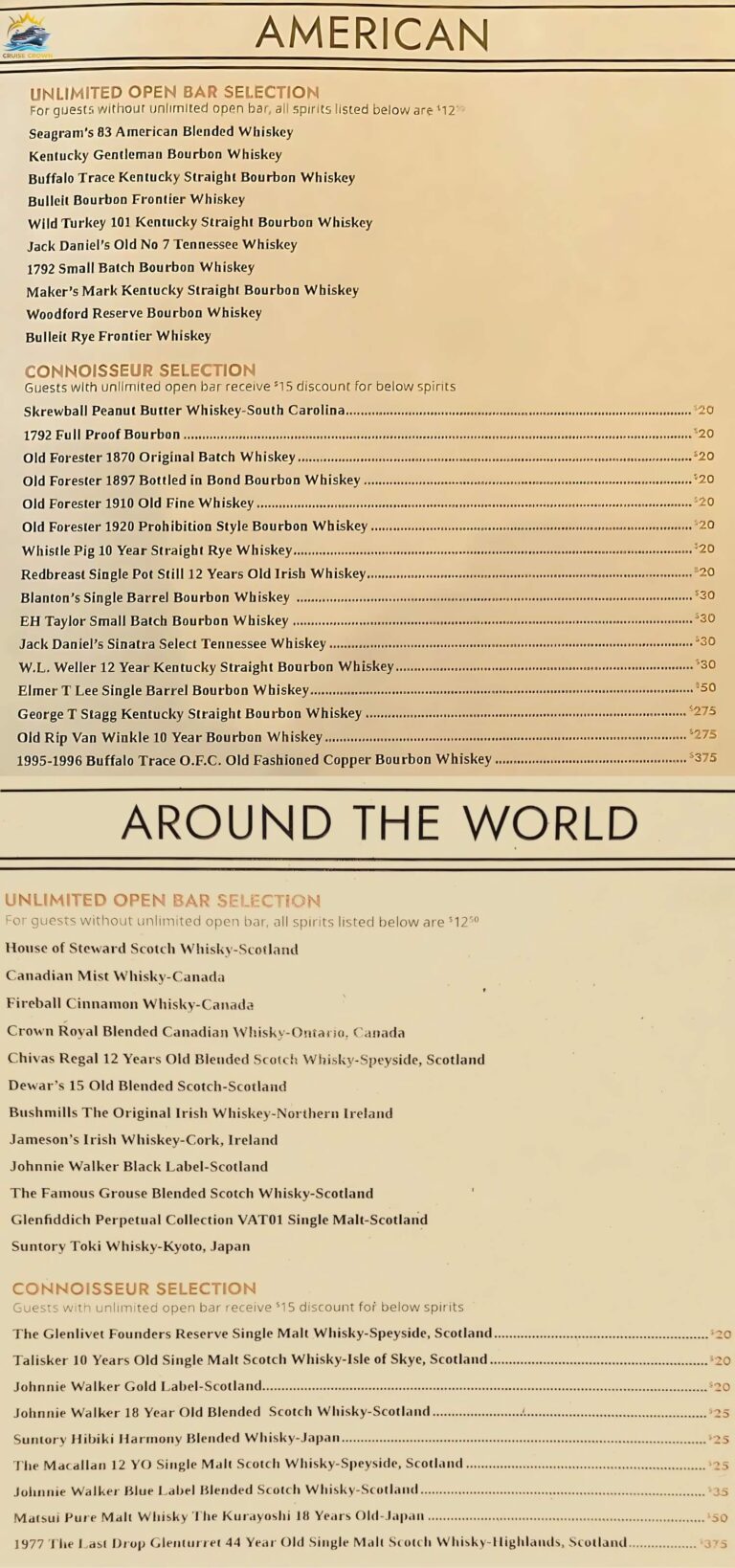 NCL Drink Menu 2025 with Prices for all Norwegian Ships