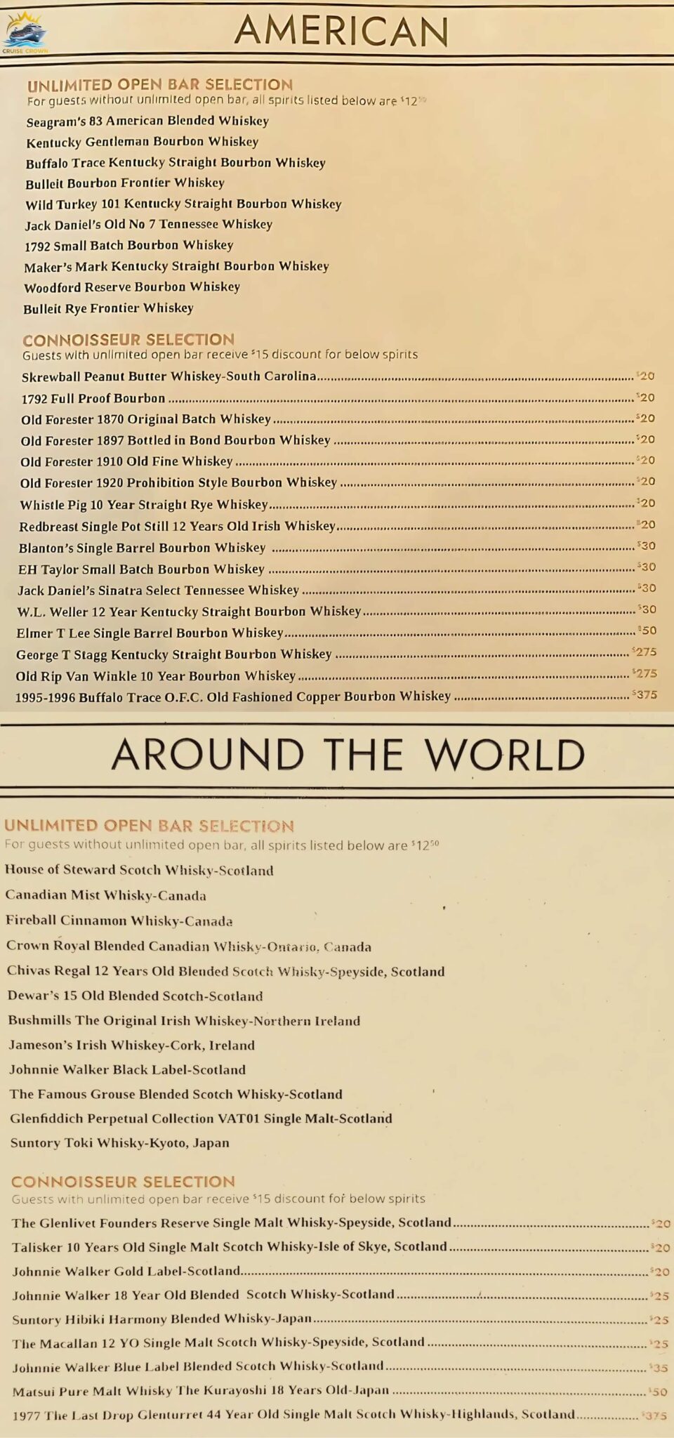 NCL Drink Menu 2025 with Prices for all Norwegian Ships